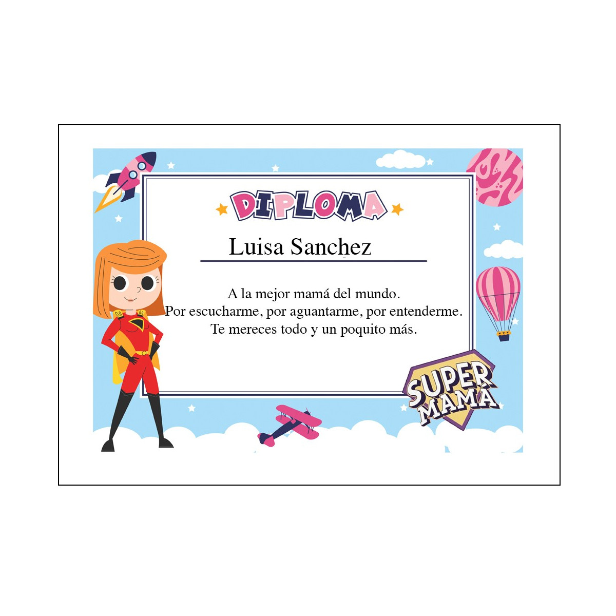 Diploma De Reconocimiento Para Mamá Personalizada