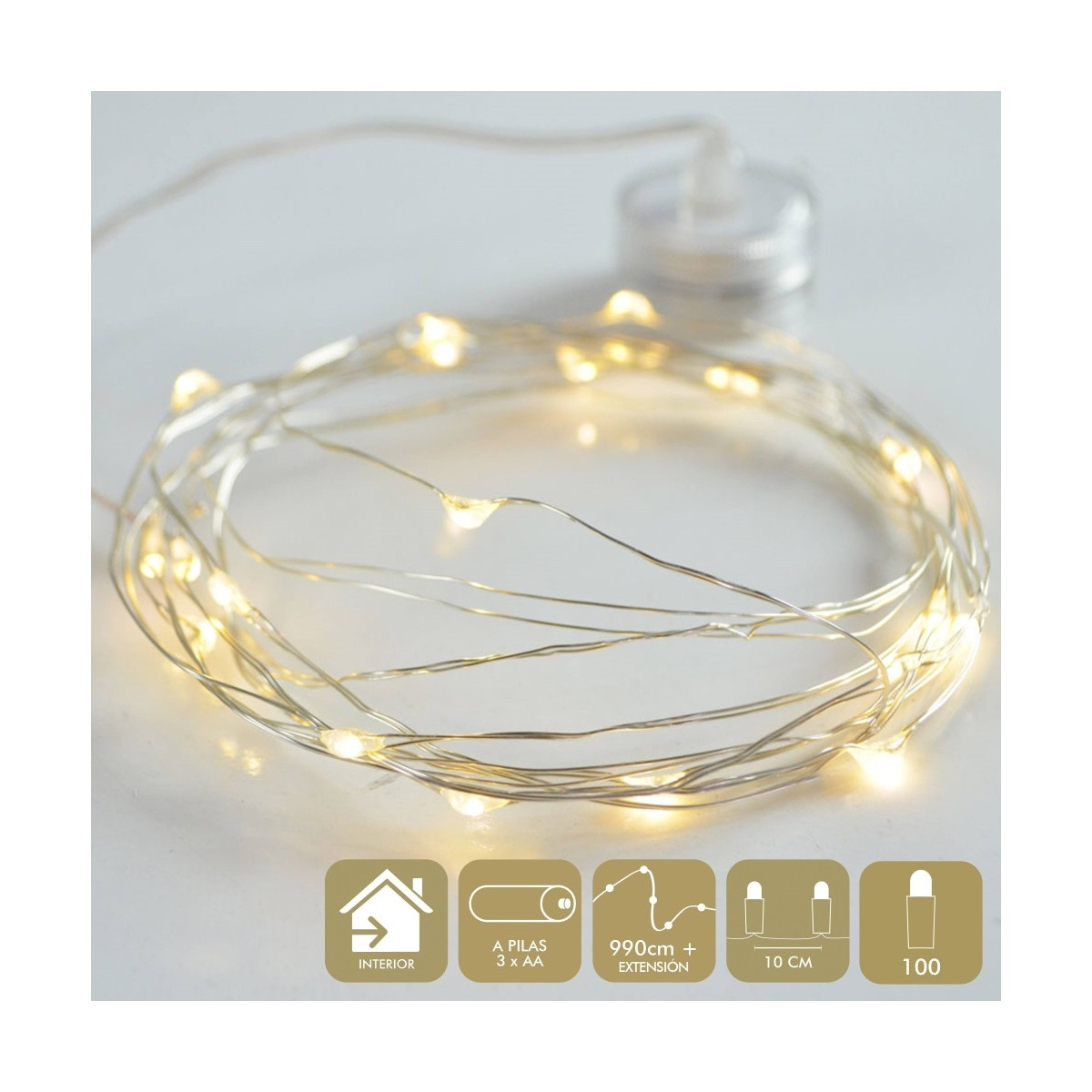 Micro Led 100 Luces Metal Cálido