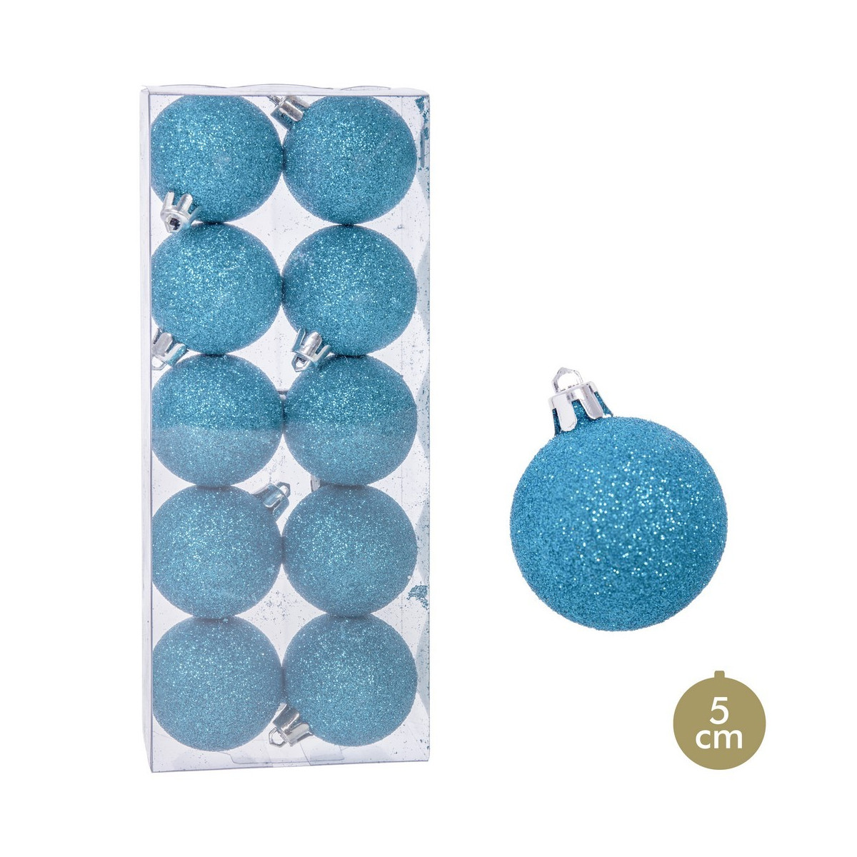 S 10 Bolas Purpurina Plástico Azul 5 X 5 X 5 Cm