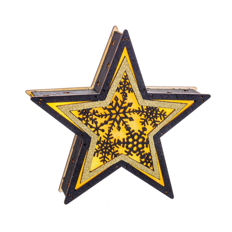 Estrella Con Luz Decorada Madera 20 X 20 X 4 70 Cm
