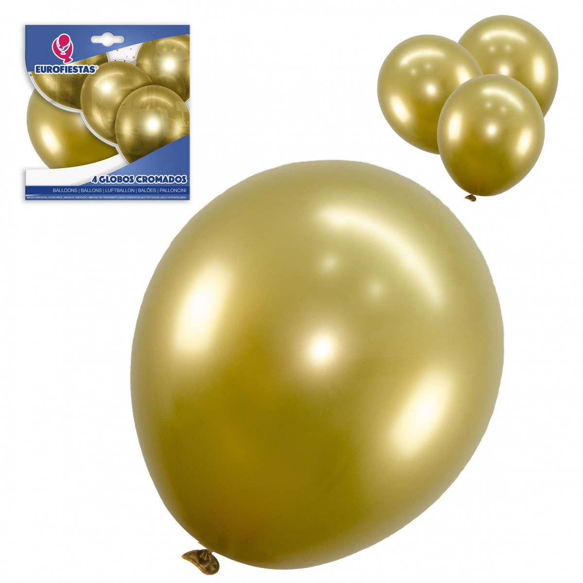 Pack Globo Cromado 4 Oro