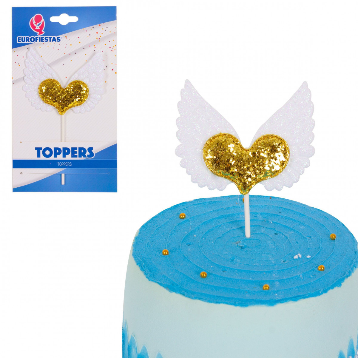 Topper Corazon Oro Con Alas