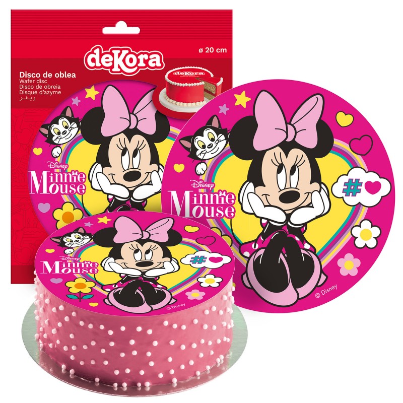 Disco Oblea Tarta Minnie Lazo Rosa 20Cm