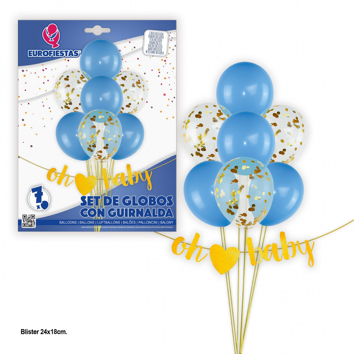 Set Globo Guirnalda Baby Azul
