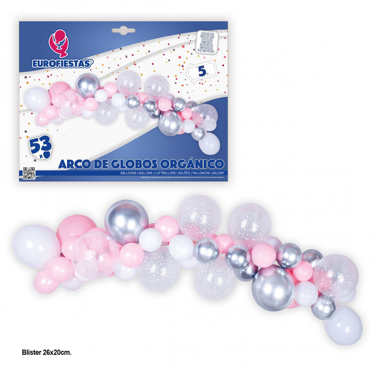Arco Globos Organico Rosa Y Plata