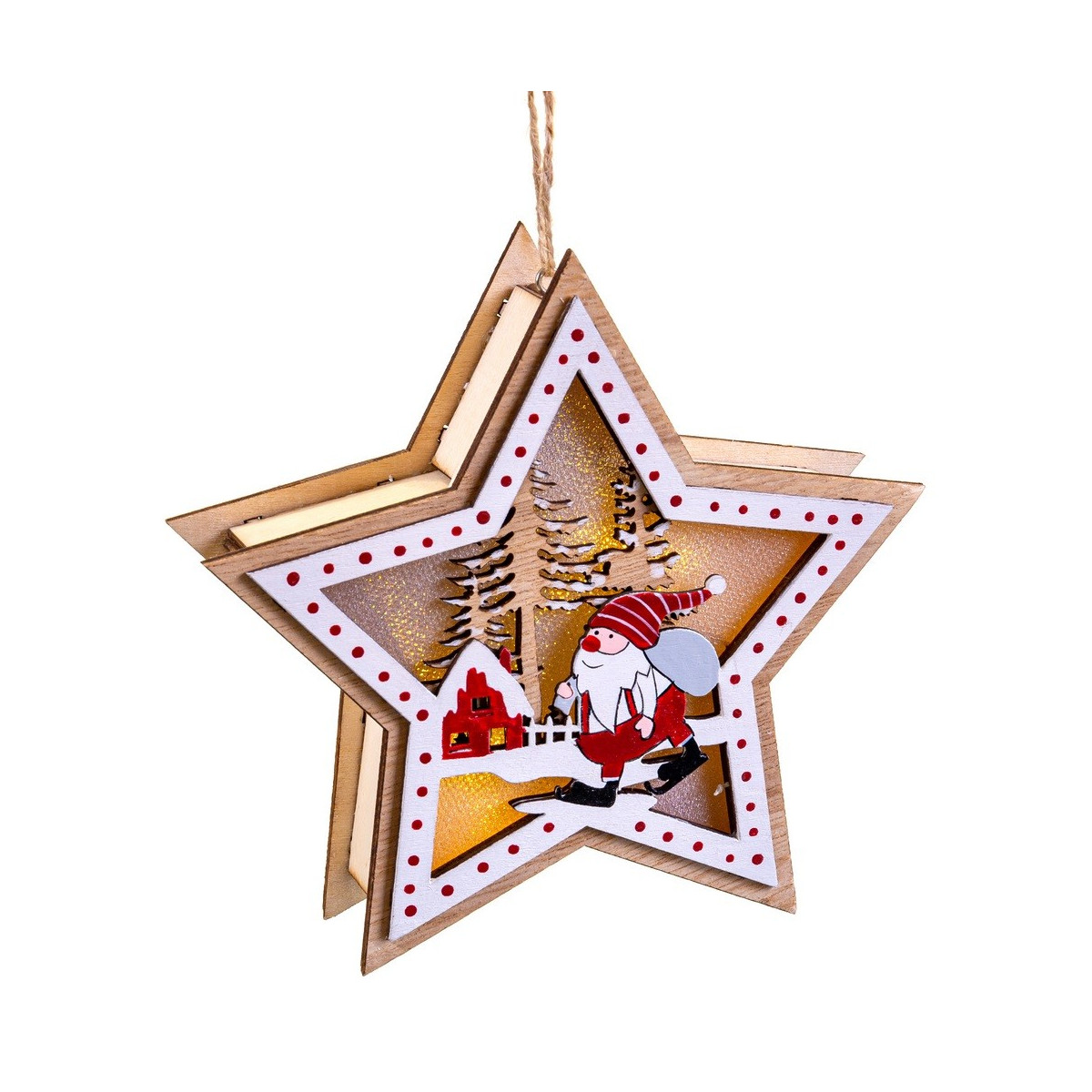 Estrella Figuras Con Luz Madera 13 50 X 3 50 X 13 Cm