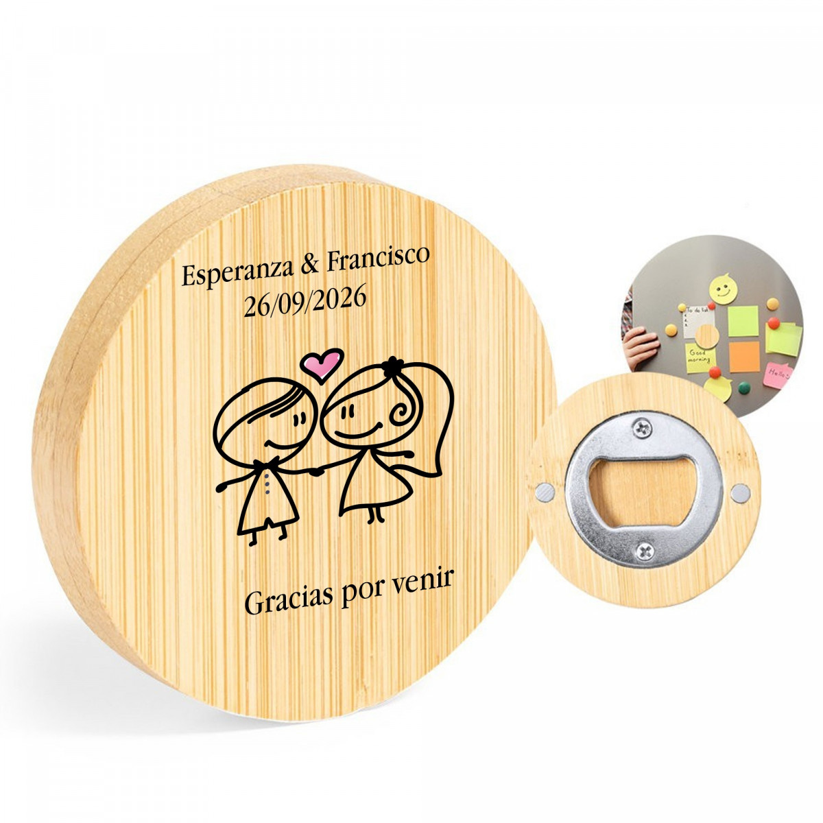 Abridor Personalizado Con Nombre De Novios Y Frase De Agradecimiento Para Bodas