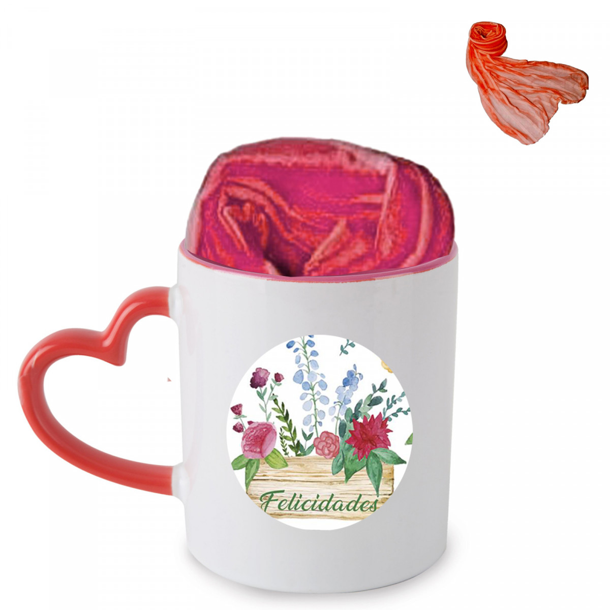 Taza Con Asa De Corazón Con Pañuelo Rojo Para Regalar