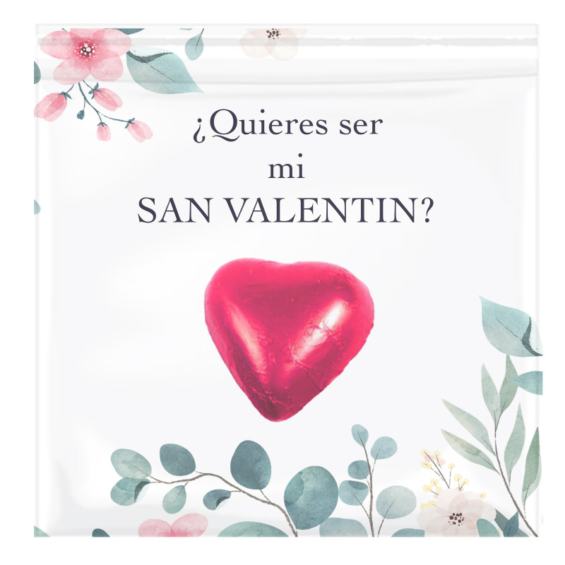 Tarjeta Con Bombón Corazón Para San Valentín