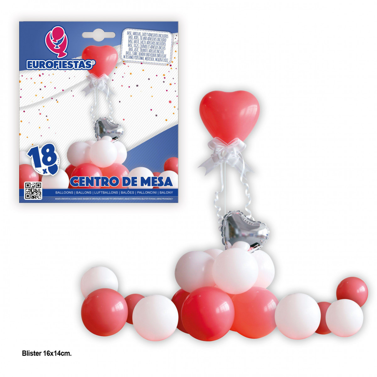 Set Globo Rojo Blanco Corazon