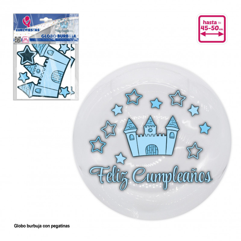 Globo Burbuja Pegatinas Feliz Cumpleaños Castillo Azul