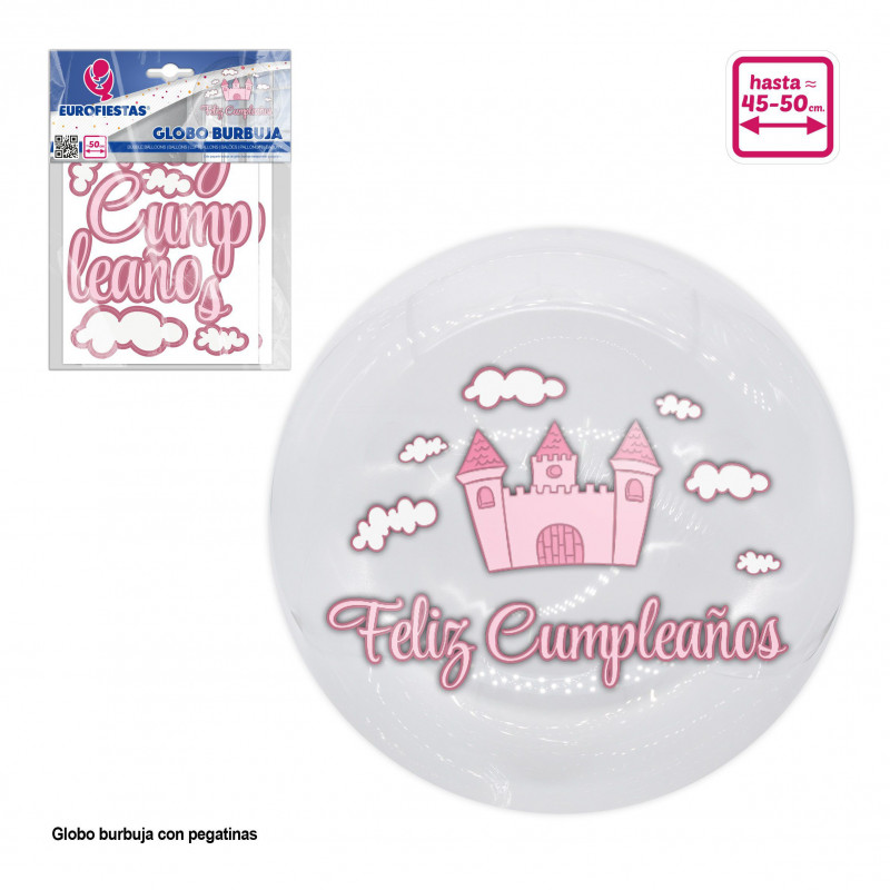 Globo Burbuja Pegatinas Feliz Cumpleaños Castillo Rosa