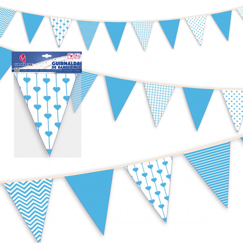 Guirnalda Banderines Azul De Papel