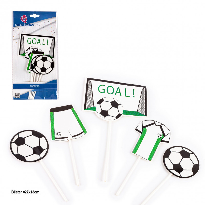 Toppers De Fútbol Pack De 5 Decoraciones Para Tartas, Cupcakes Y Postres