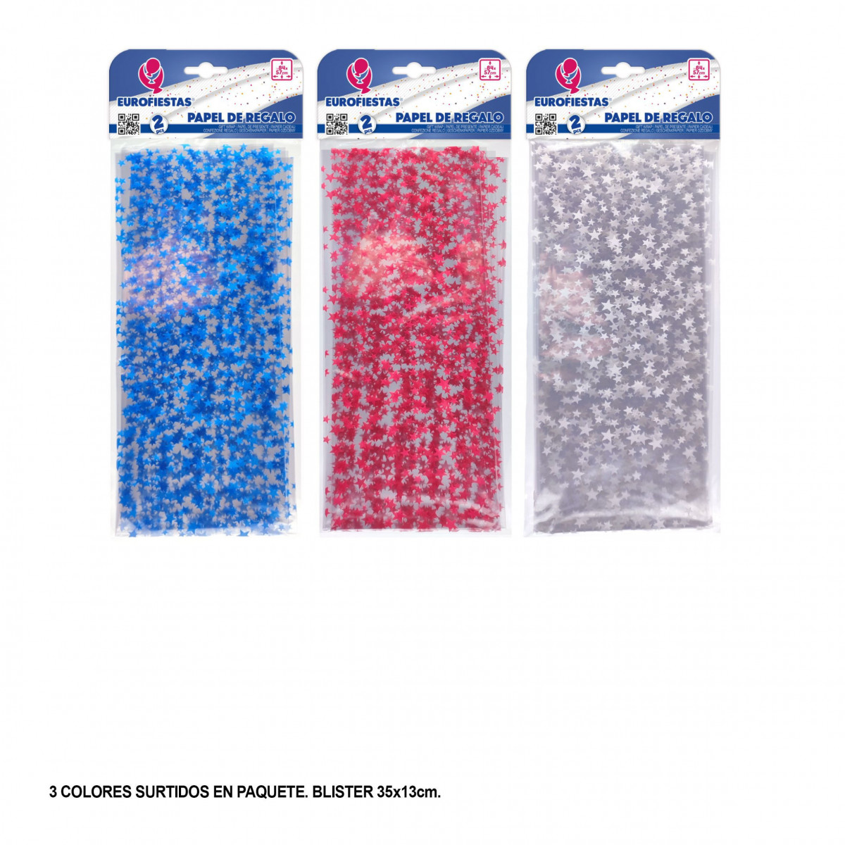 2 Papel Celofan 84X57Cm Transparente Estrella