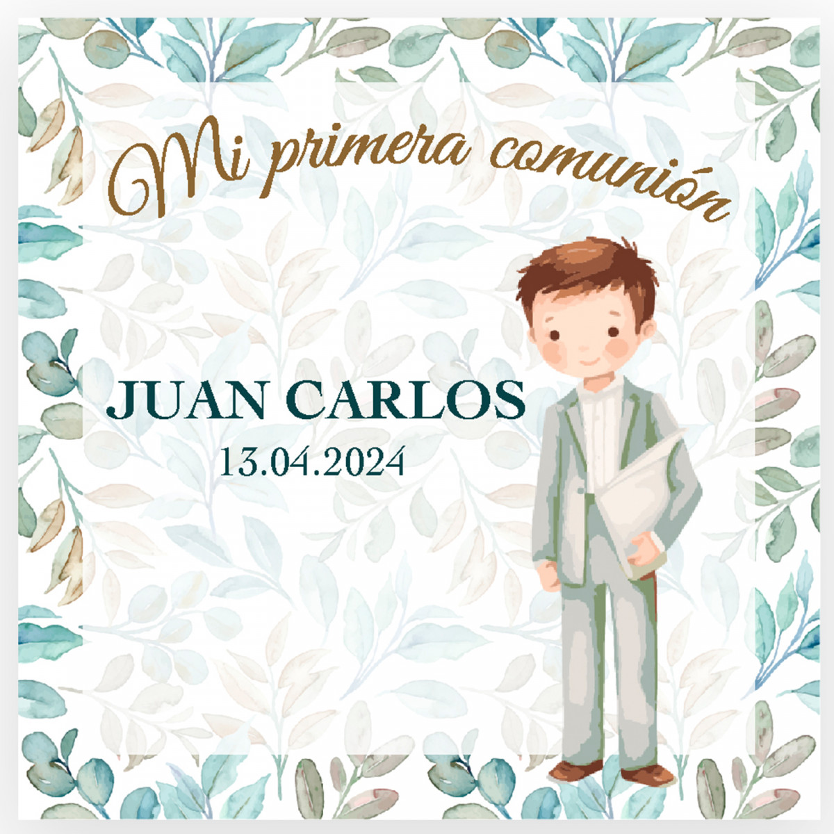 Tarjeta Para Niño Mi Primera Comunión Personalizada Tarjeta Para Niño Mi Primera Comunión Personalizada