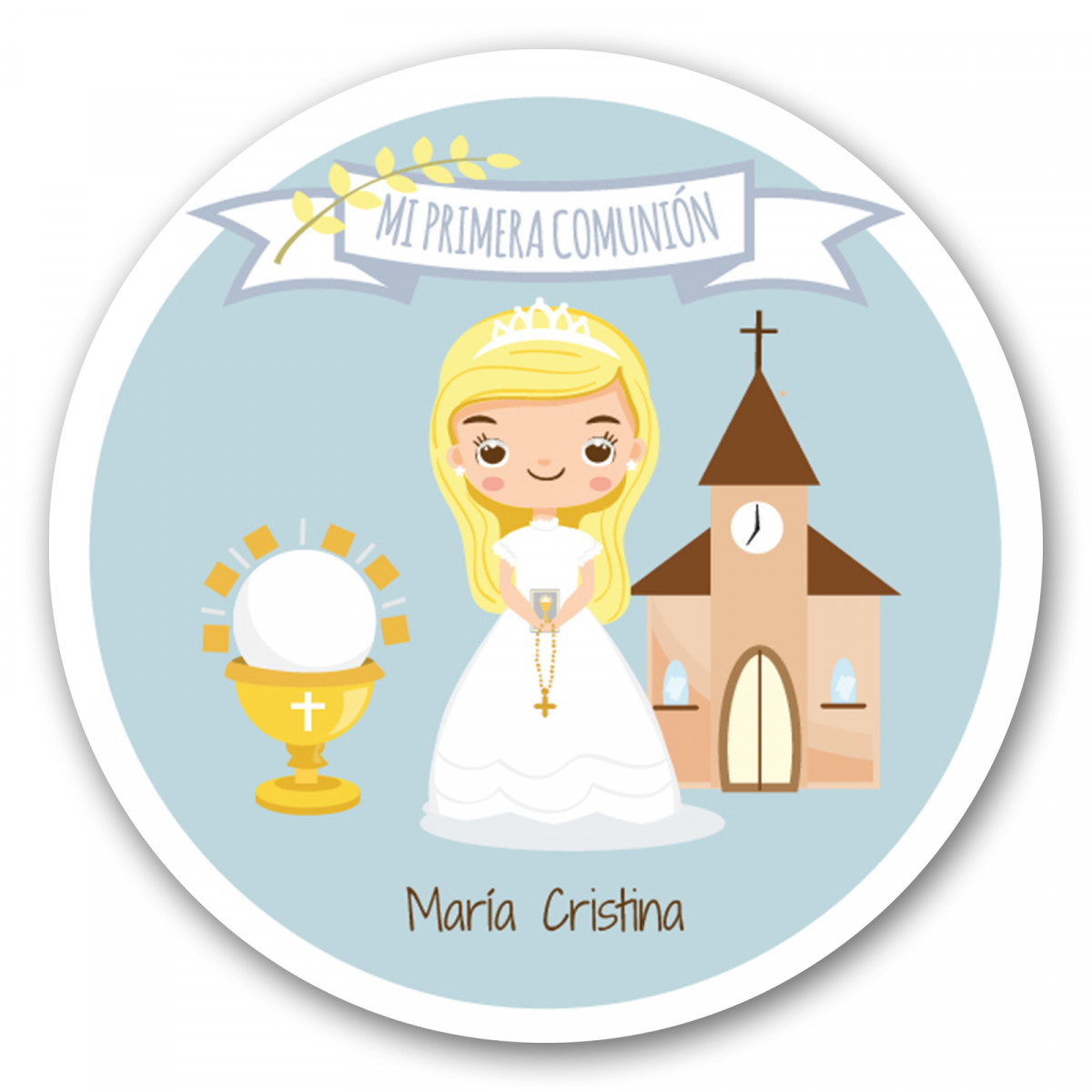Adhesivo De Comunión Para Personalizar Detalles De Niña