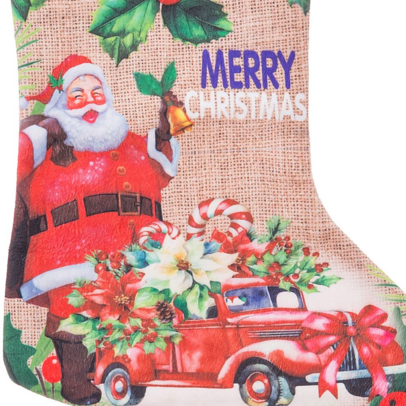 Calcetin Navidad Rústico Papá Noel