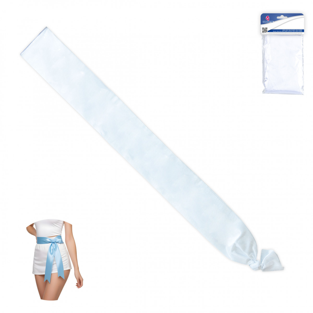 Banda Lisa Color Blanca 200X9Cm Para Celebraciones