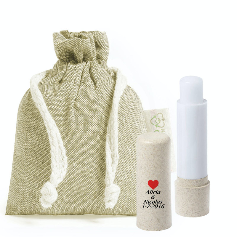 Bálsamo Labial En Barra Personalizado Con Bolsa Rústica A Juego Para Bodas