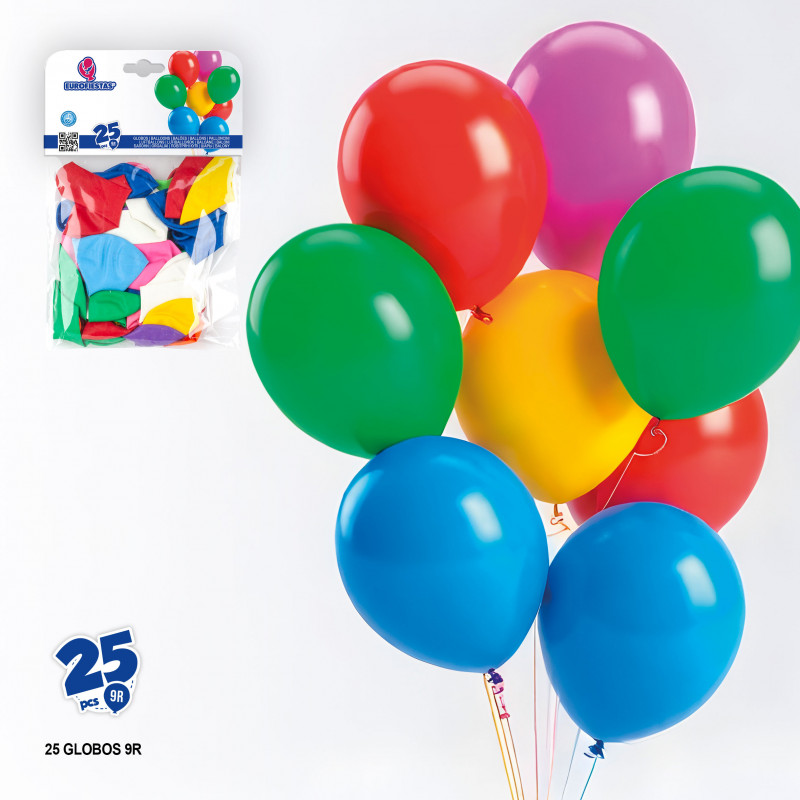 Globos De Latex Surtidos De Colores En Pack De 25 Unidades