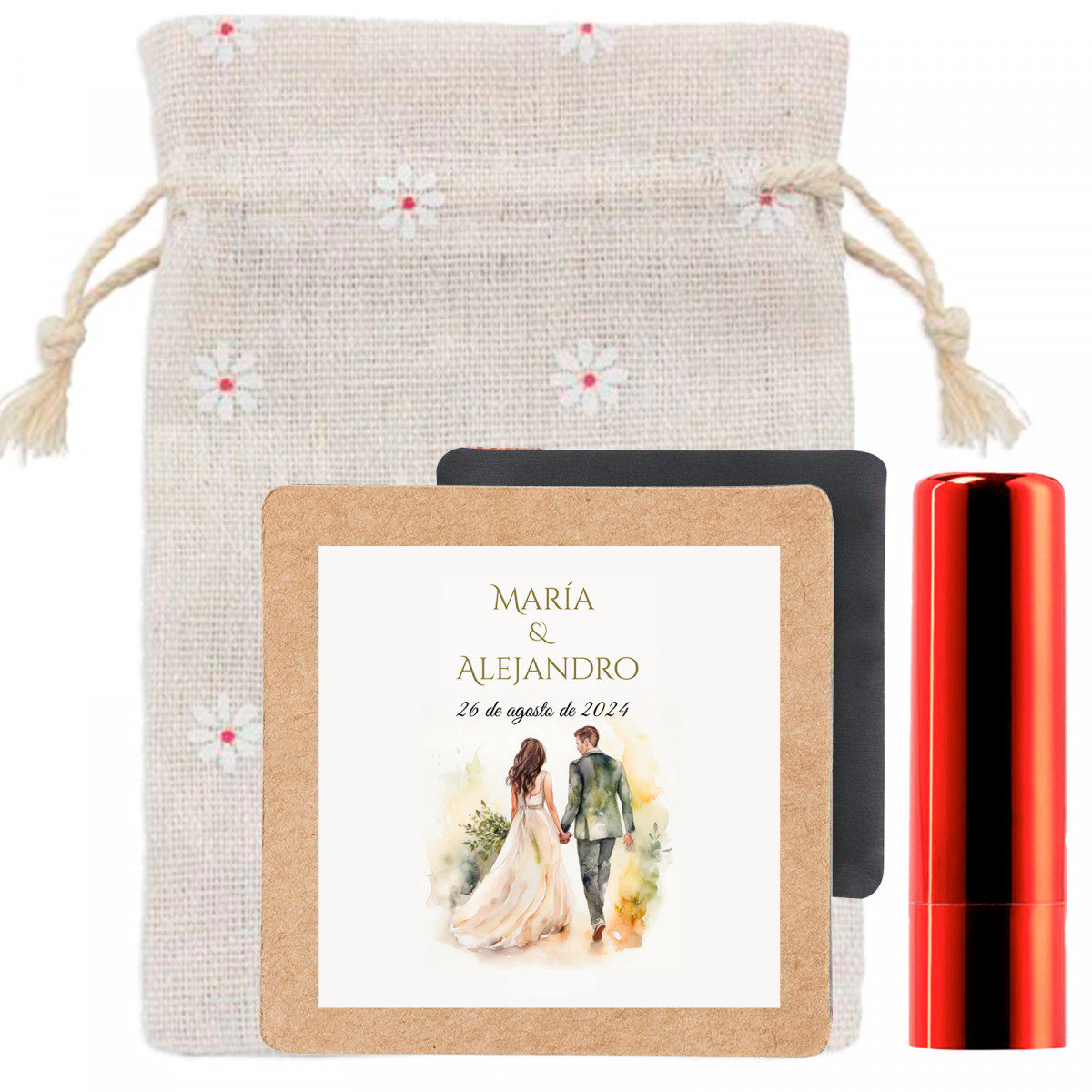 Bálsamo Labial En Barra Personalizado Con Bolsa Rústica Para Bodas