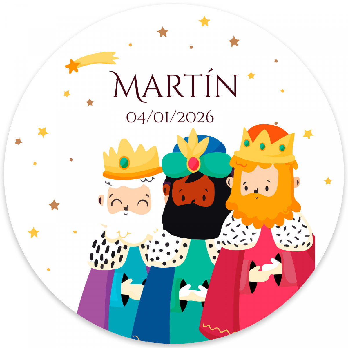 Adhesivo 3Cm Reyes Magos Personalizable Navidad