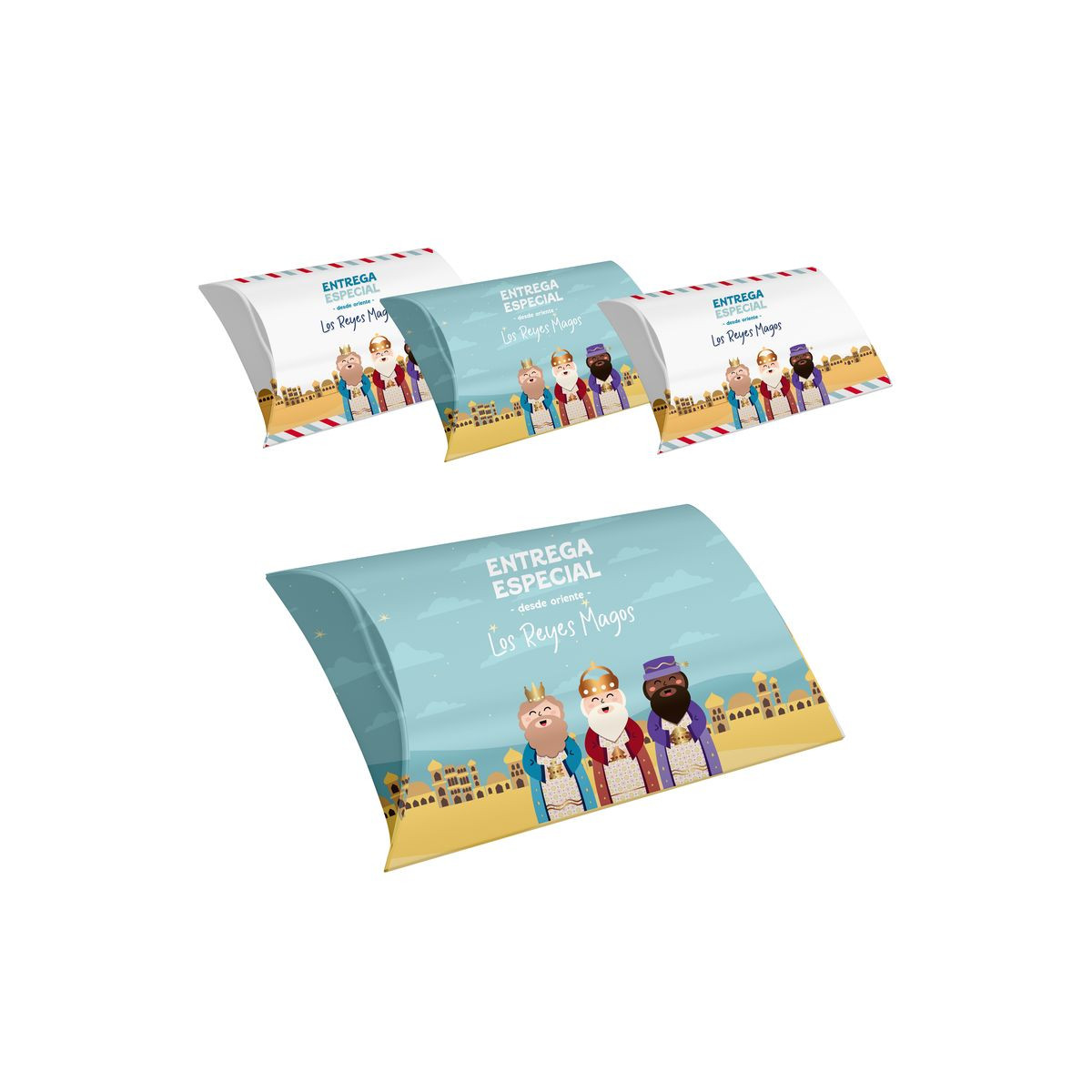 Sobres De 25X40 Para Navidad De Papel Kraft 4 Unidades Reyes Magos