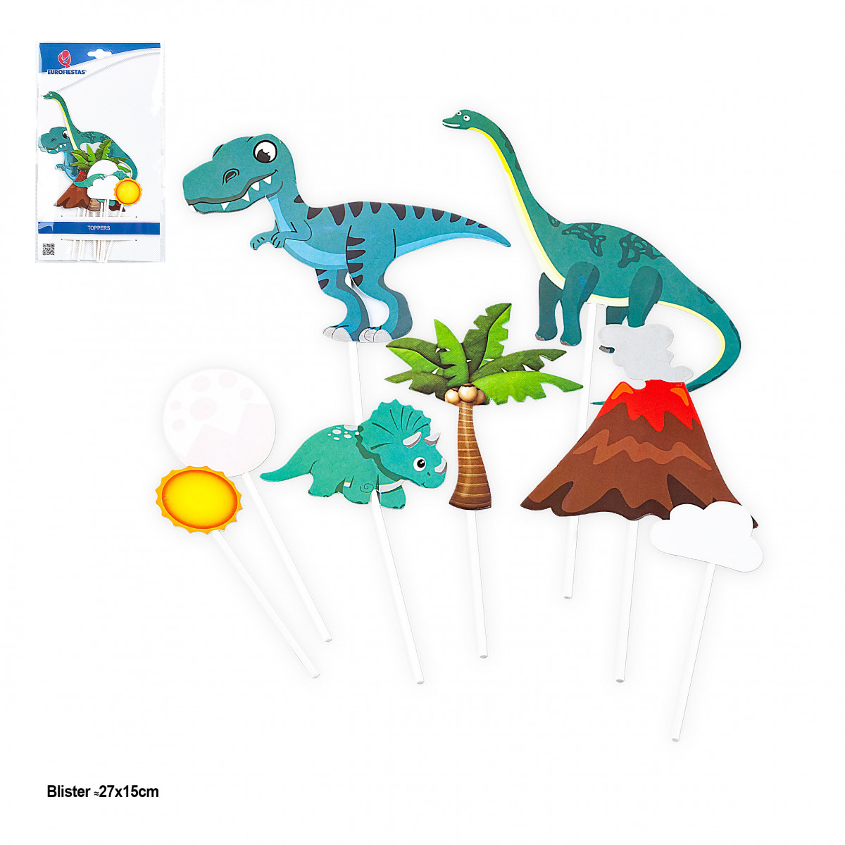 Topper Dinosaurio Feliz Cumpleaños Hoja Verde