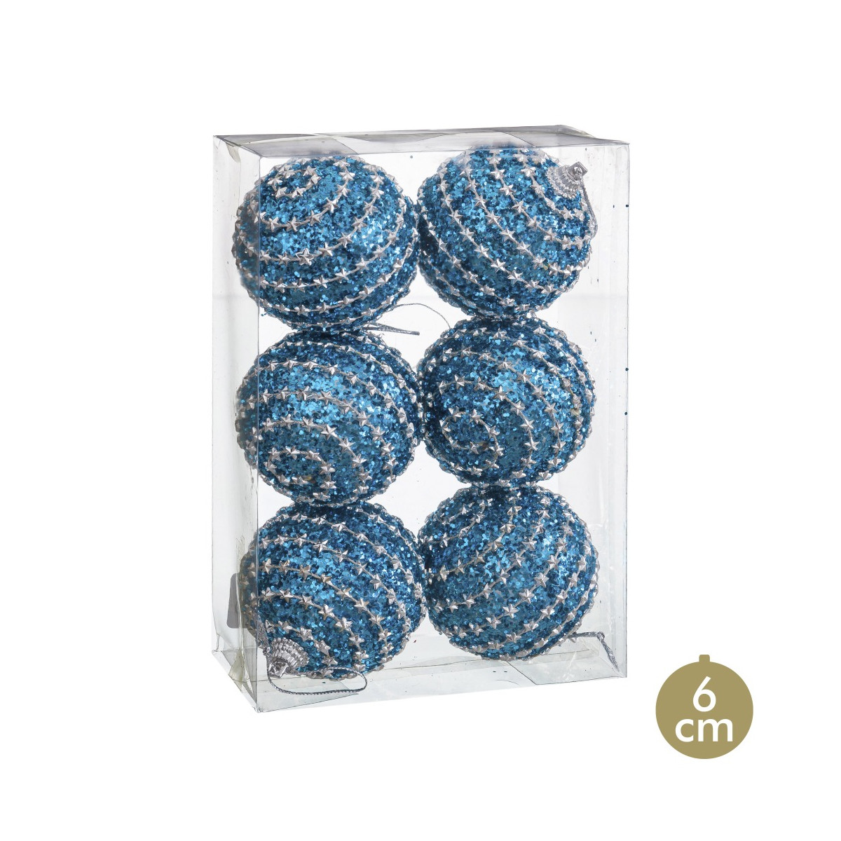 S 3 Bolas Transparente Plata Azul 8 X 8 X 8 Cm