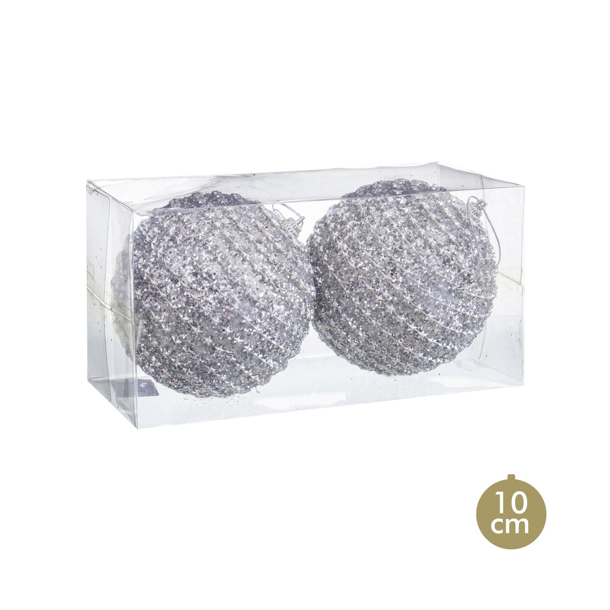 S 3 Bolas Transparente Plata Azul 8 X 8 X 8 Cm