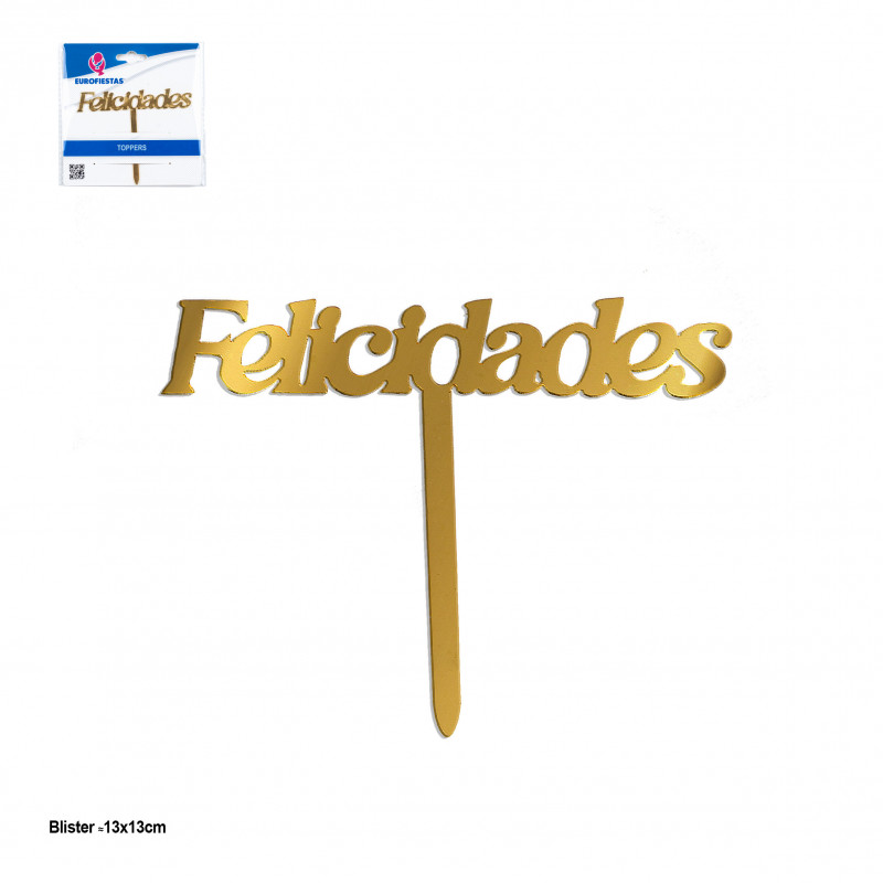 Topper Letras Doradas Felicidades Para Decorar