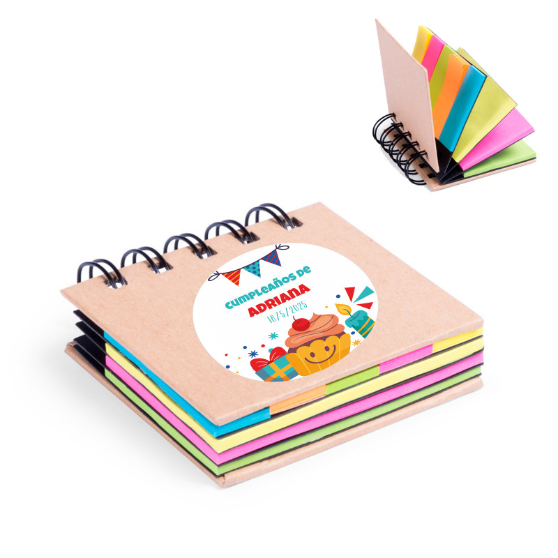 Libreta Con Post It De Colores Con Adhesivo Personalizable Para Detalles De Cumpleaños