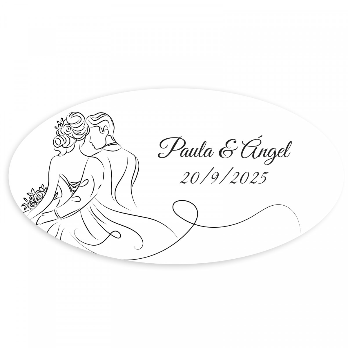 Adhesivo De 3Cm Redondo Personalizado Con Nombres Y Fecha Para Detalles ...