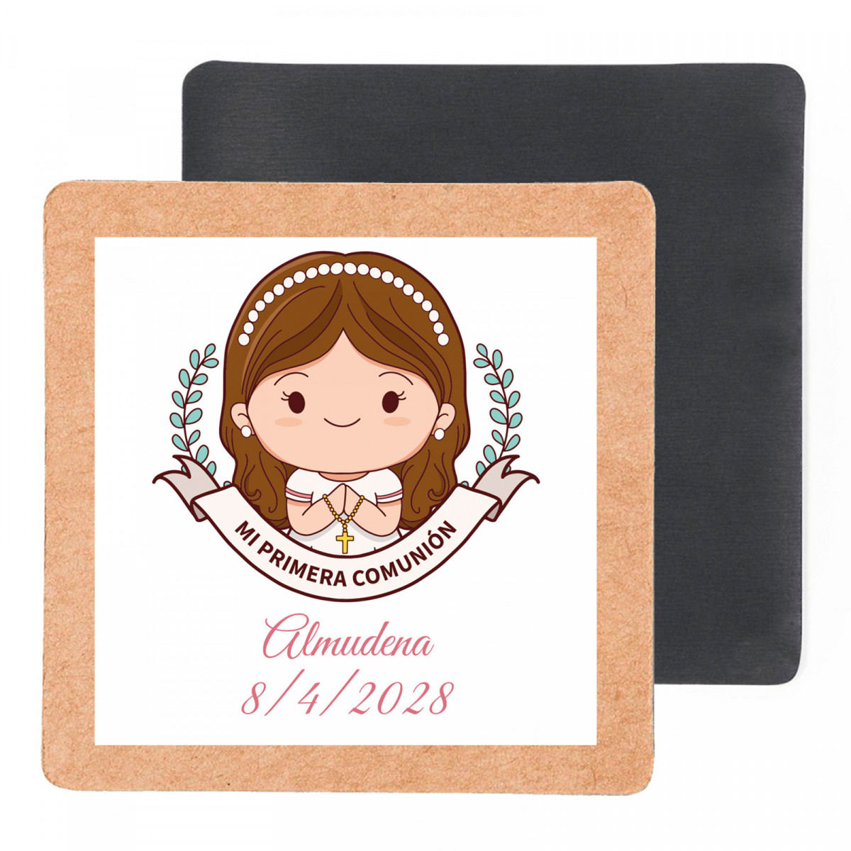 Imán Con Adhesivo Primera Comunión De Niña Para Recuerdos De Invitados