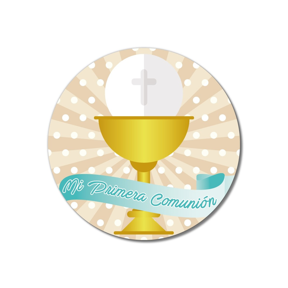 Adhesivo Redondo Personalizado De Primera Comunión Para Niño